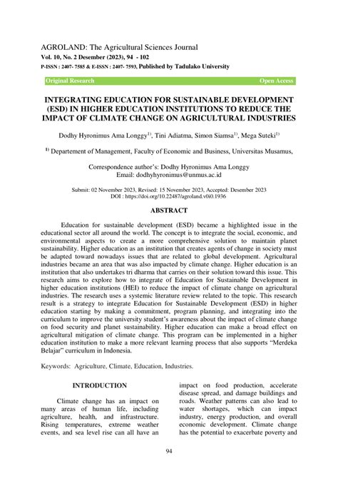 Pdf Integrating Education For Sustainable Development Esd In Higher Education Institutions