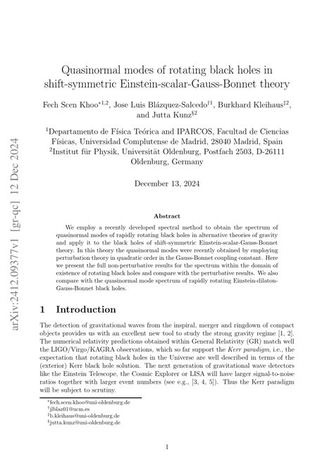 Pdf Quasinormal Modes Of Rotating Black Holes In Shift Symmetric Einstein Scalar Gauss Bonnet