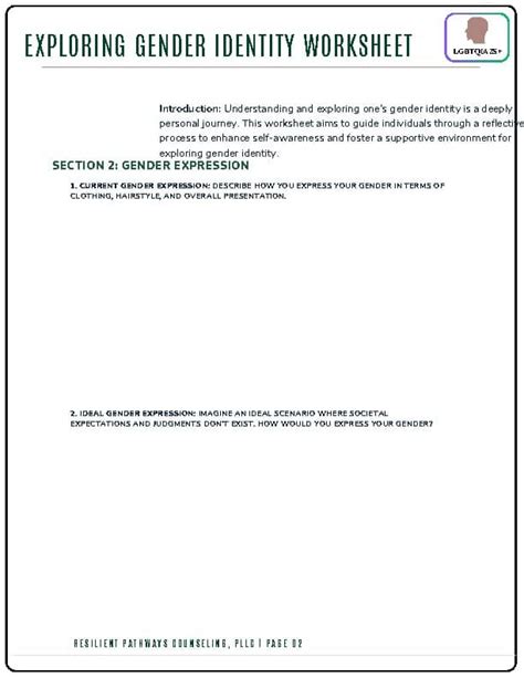 Exploring Gender Identity Printable Worksheet Packet Tpt
