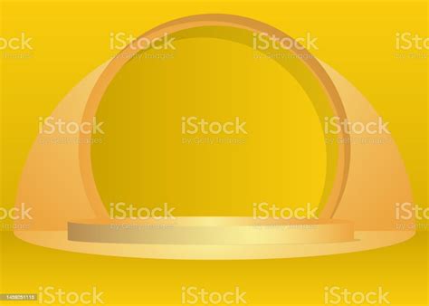 골드 옐로우 모형 제품 디스플레이 추상 벡터 3d 룸 실린더 받침대 연단 프레젠테이션을 위한 무대 쇼케이스 미래 공상 과학 최소한의 기하학적 형태 빈 장면 0명에 대한 스톡