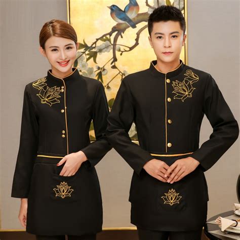 Springautumn Hotel Long Sleeve Waiter Shirtapron Set Restaurant Work