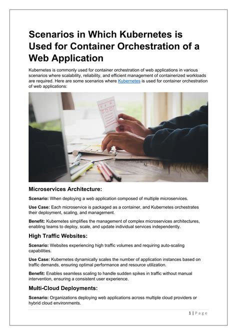 Scenarios In Which Kubernetes Is Used For Container Orchestration Of A