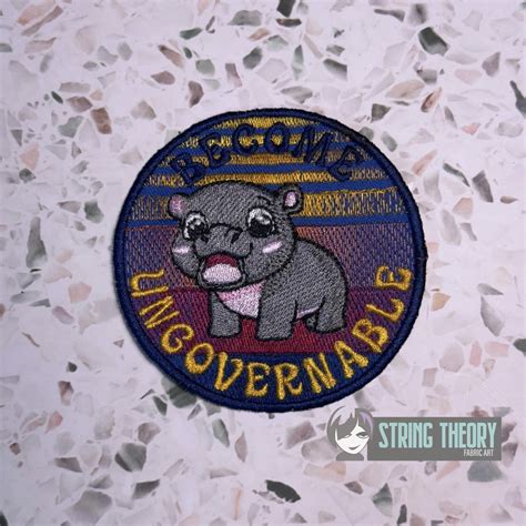 Chibi Moo Deng Become Ungovernable Fob Patch Bun Cover Ith In The Hoop Digital Download For