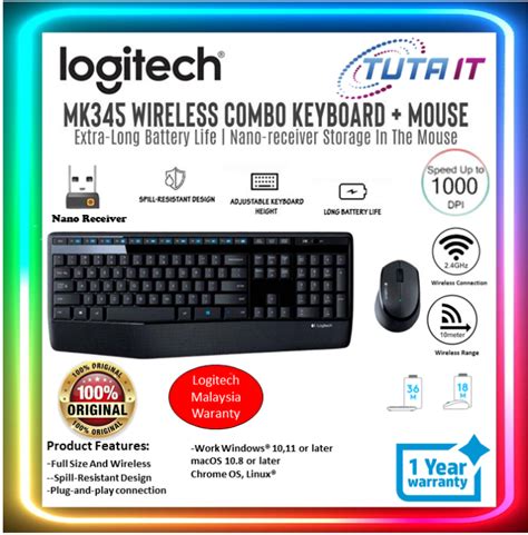 Logitech MK345 COMFORT WIRELESS KEYBOARD AND MOUSE COMBO Logitech Malaysia Stock With Local