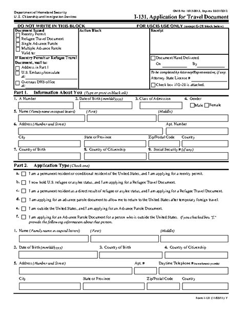 Fillable Form I 131 Printable Forms Free Online