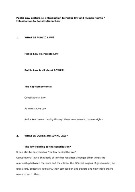 Public Law Lecture 1 Introduction To Constitutional Law Private Law Public Law Is All About