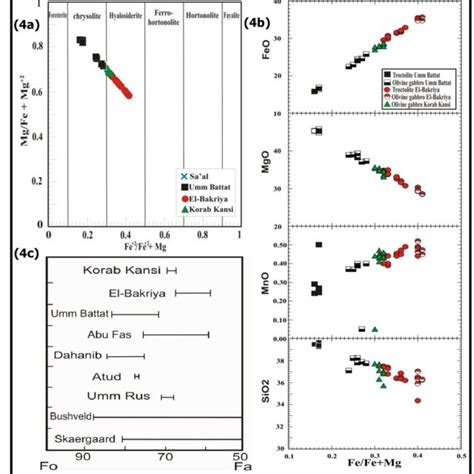 Plots Of The Studied Olivine In A Fe 2 Fe 2 Mg Vs Mgfe 2