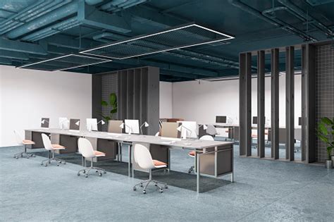 가구 장비 및 기타 품목이 있는 현대적인 사무실 인테리어 3d 렌더링 0명에 대한 스톡 사진 및 기타 이미지 0명 3차원 형태 가구 Istock