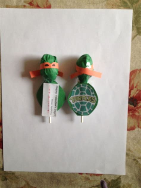 Tmnt Valentine Candy Cover With Green Tissue Paper