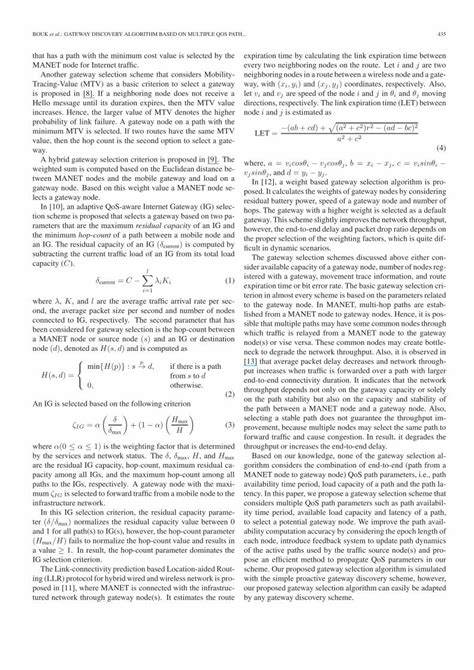 pdf gateway discovery algorithm based on multiple qos path parameters