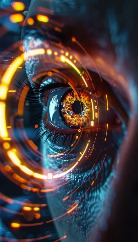 Futuristic Iris Recognition Technology With Glowing Biometric Data
