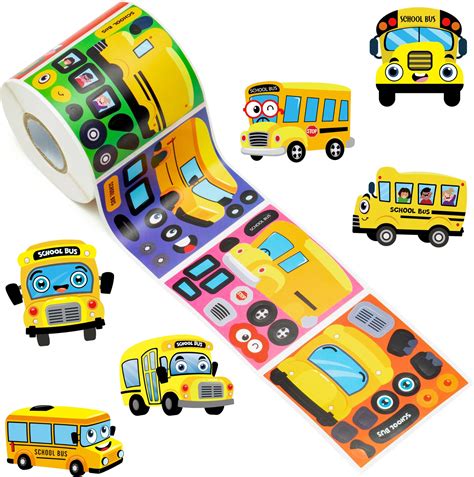 Playbees School Bus Stickers 200 Pack School Bus Theme
