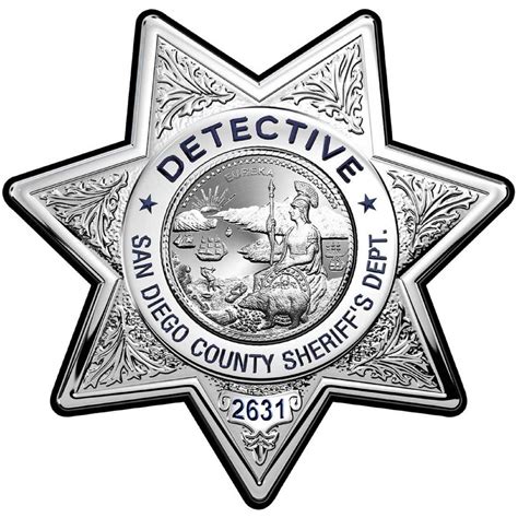 San Diego Sheriffs Department Detective Badge All Metal Sign With