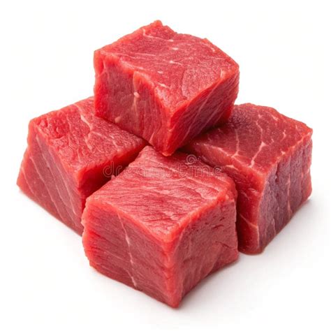 Fresh Red Cube Meat Isolated On White Background Stock Illustration Illustration Of Ingredient