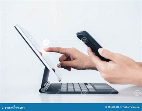 Two Steps Authentication Or 2fa Concept Virtual Safety Shield Icon While Access On Phone Stock