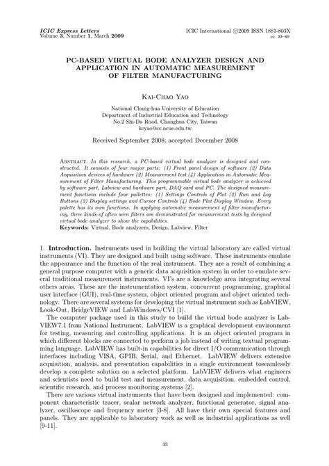 Pdf Pc Based Virtual Bode Analyzer Design And Application In