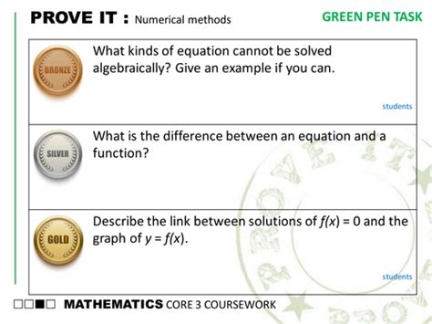 Ocr Mei Core 3 Numerical Methods Coursework Slides Teaching Resources