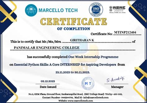 Learned Essential Python Skills At Marcello Tech Giritharan K Posted
