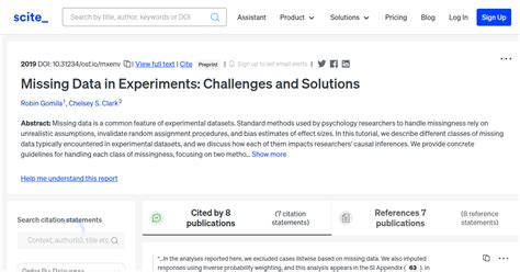 Missing Data In Experiments Challenges And Solutions