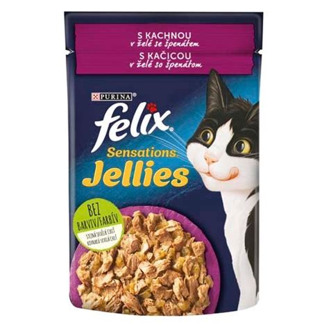 Храна за котки Felix Sensations Jellies Патешко със спанак в желе 85гр Emag Bg