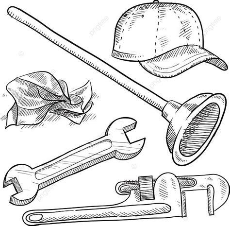 Plumbers Equipment Sketch Sewage Sink Drawing Vector Sewage Sink