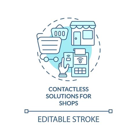 Contactless Solutions For Shops Turquoise Concept Icon Touchless System Abstract Idea Thin Line