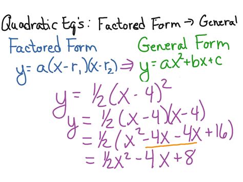Quadratic Eq Converting From Vertex Form To General Form