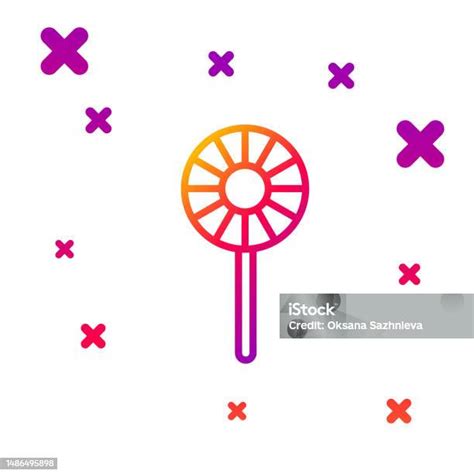 흰색 배경에 격리 된 색상 라인 롤리팝 아이콘 사탕 기호 음식 맛있는 기호 그라데이션 임의동적 셰이프 벡터 가능성에 대한 스톡