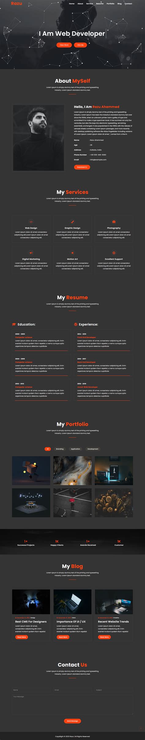 Razu Minimal Portfolio HTML Template Source Code SellAnyCode