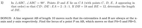 Solved 1 In Abc∠abc90∘ Points D And E Lie On Ca With