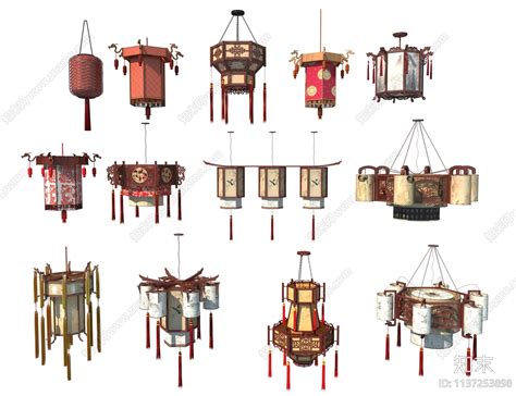 中式宫灯3d模型下载【id 1137253898】 知末3d模型网