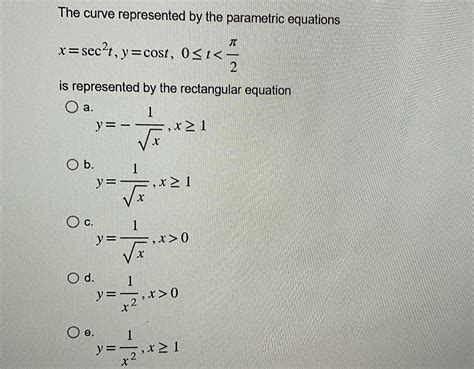 the curve represented by the parametric