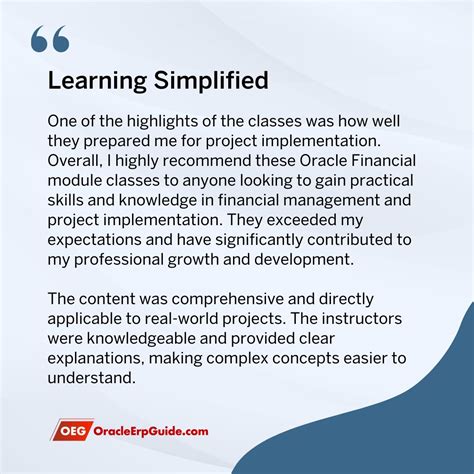 Learning Simplified Testimonial For Oracle Financials Cloud Training At
