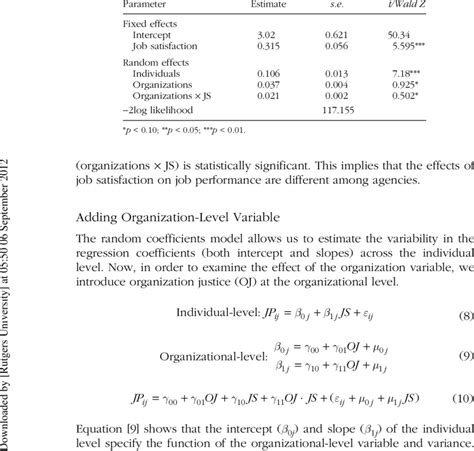 estimates of the random coefficients model download table