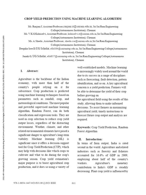Crop Yield Prediction With Ml Techniques Pdf Machine Learning