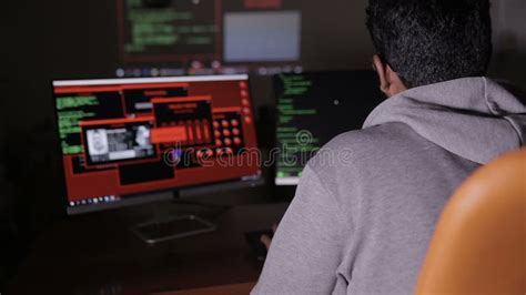 Programmer From Behind It Professional Programming Code On Computer