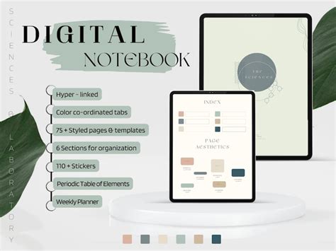 Digital Hyperlinked Laboratory Notebook Science Biology Chemistry Note Taking Template Notepad