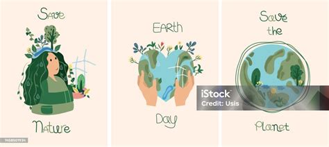 생태학의 도움으로 자연을 구하십시오 지구를 구하는 개념 삶의 방식 인간을위한 에너지 원으로서의 자연 소셜 포스터 카드 로고 배너에 적합합니다 벡터 그림 지속 가능한 자원에