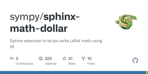 Github Sympysphinx Math Dollar Sphinx Extension To Let You Write Latex Math Using