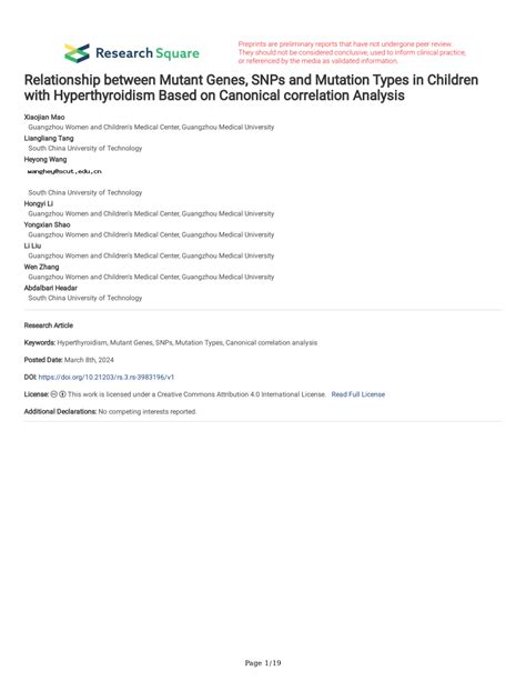 Pdf Relationship Between Mutant Genes Snps And Mutation Types In