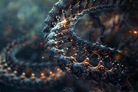 Abstract Dna Helix With Glowing Particles Premium Ai Generated Image