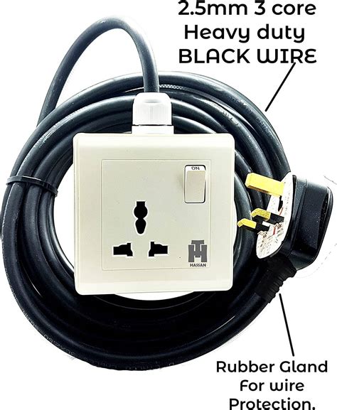 Hassan Single Socket Universal Extension M Cable Length A Amperage Heavy Duty Power Outlet