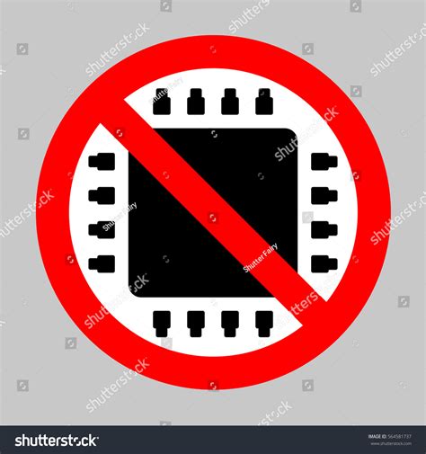 No Cpu Icon Illustration Forbidden Sign Stock Vector Royalty Free Shutterstock
