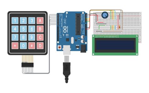 Circuit Design Teclado Imprimindo Lcd Tinkercad