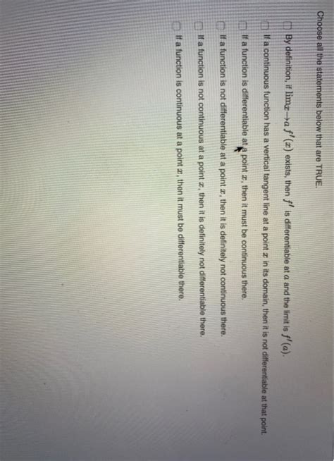 Solved Choose All The Statements Below That Are True By