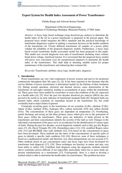 Pdf Expert System For Health Index Assessment Of Power Transformers