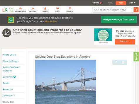 Ck 12 Algebra One Step Equations And Inverse Operations Unit Plan For