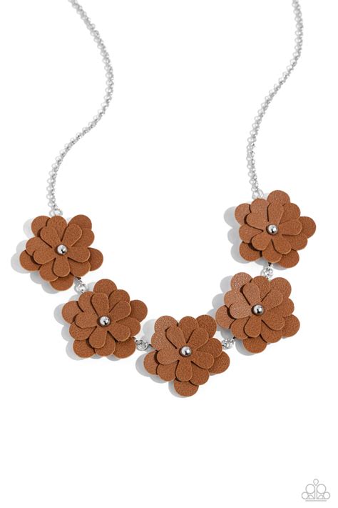 Balance Of Flower Brown Paparazzi Necklace Jewelryblingthing