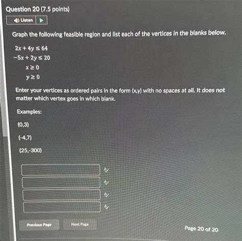 Solved Lestion 20 75 Points Graph The Following Feasible