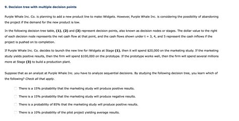 Solved 9 Decision Tree With Multiple Decision Points Purple